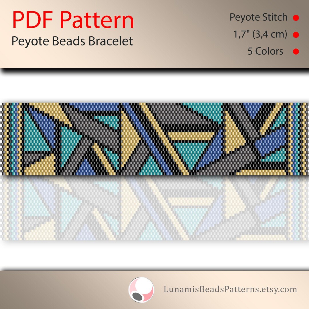 Peyote Pattern for Beaded Bracelet, Odd Count, Beadweaving, Black and ...