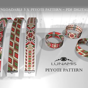 3 X Bead Peyote Bracelet Pattern, Christmas Theme, Peyote Pattern, Odd ...
