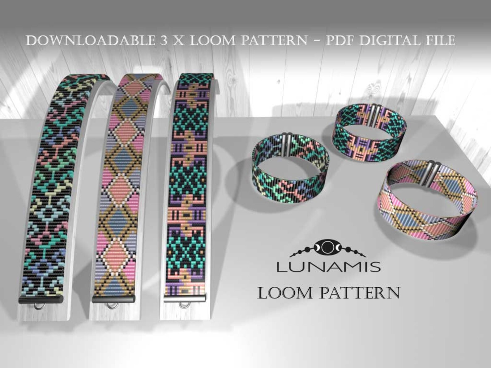 Loom bracelet pattern loom stitch square stitch digital pdf | Etsy