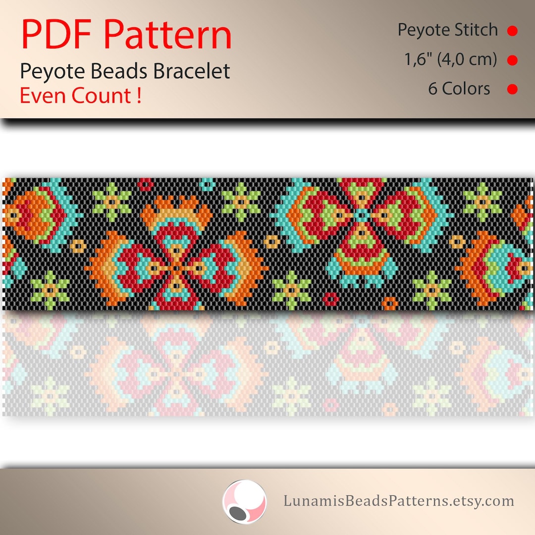 Peyote Bracelet Pattern, Bracelet Design, Even Count, Stitch Pattern ...