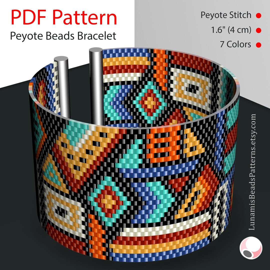 Peyote Pattern for Beaded Bracelet, Odd Count, Beadweaving, Colorful ...