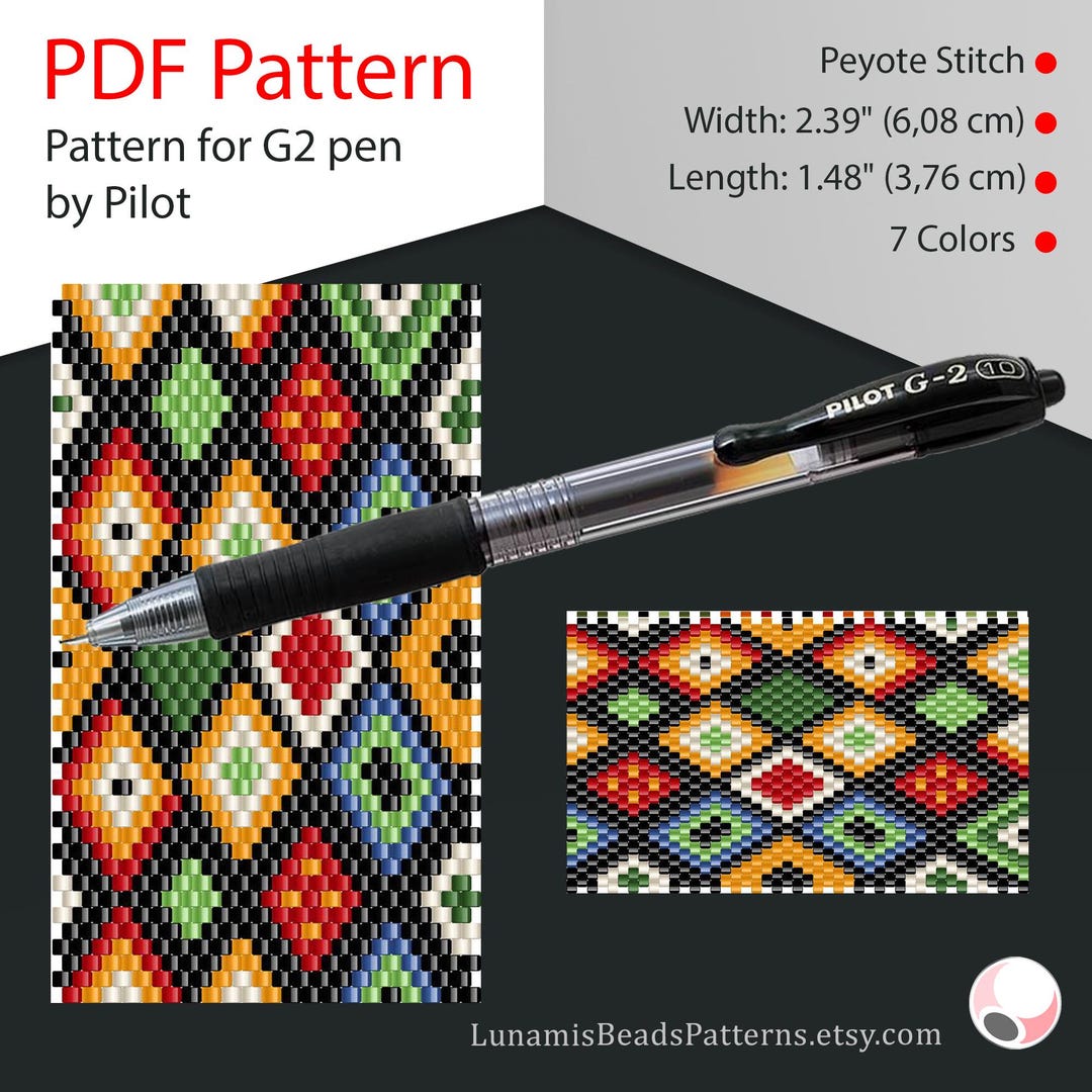 Peyote Pen Cover Patterns, Pattern for G2 Pen by Pilot, Pen Wrap ...