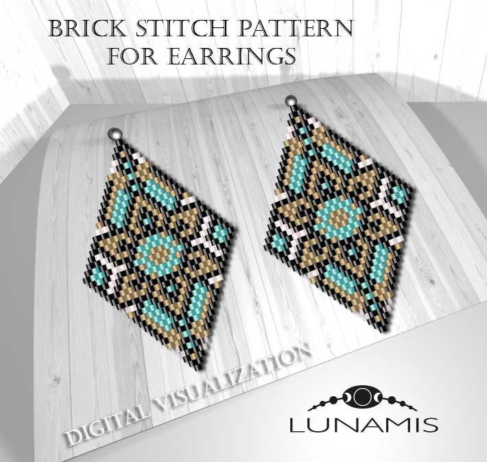 Olivia Brick Stitch Earring/Pendant Pattern Chart PDF Instant Download ...