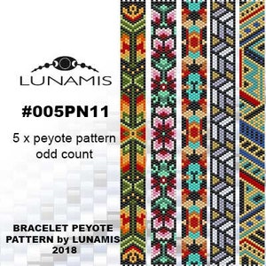 5 X Pattern Peyote for Narrow Bracelet, Odd Count, Beads Stitch Pattern ...