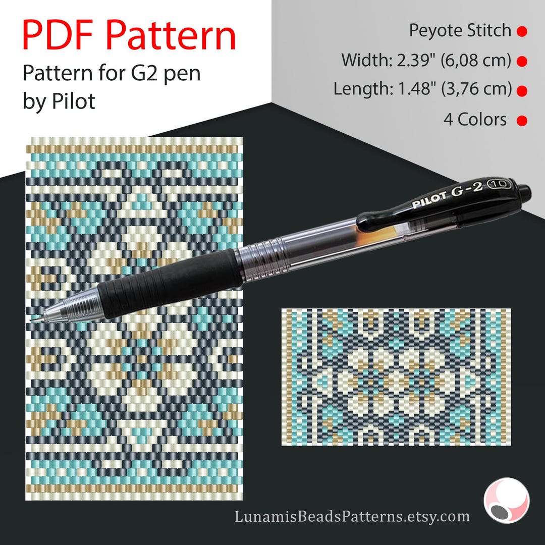 Peyote Pen Cover Patterns, Pattern for G2 Pen by Pilot, Pen Wrap ...