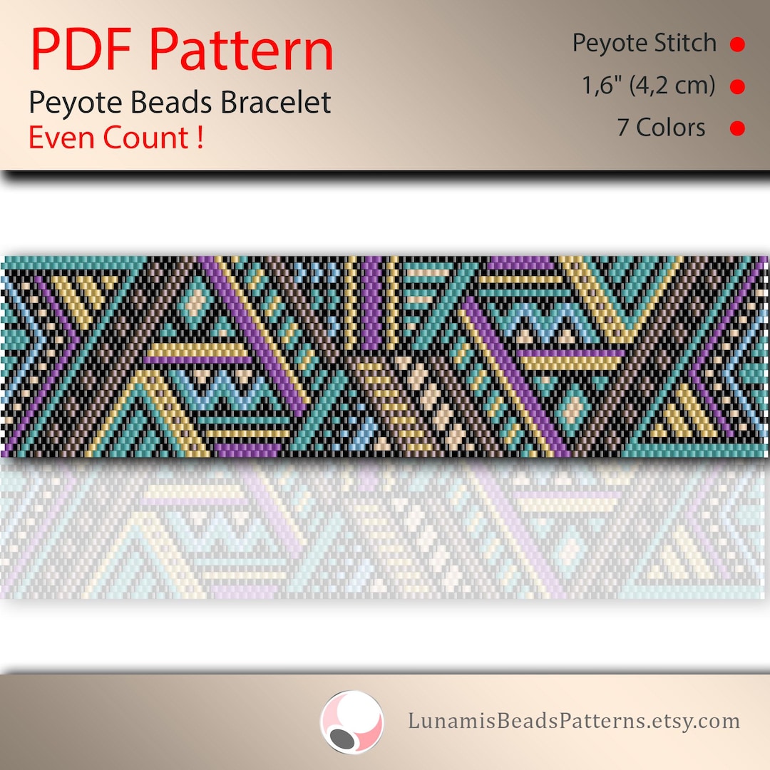Peyote Bracelet Pattern, Even Count, Peyote Pattern, Stitch Pattern ...