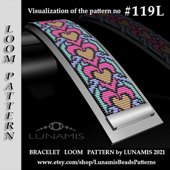 Loom bracelet pattern pdf file bead cuff square stitch pattern #119L ...