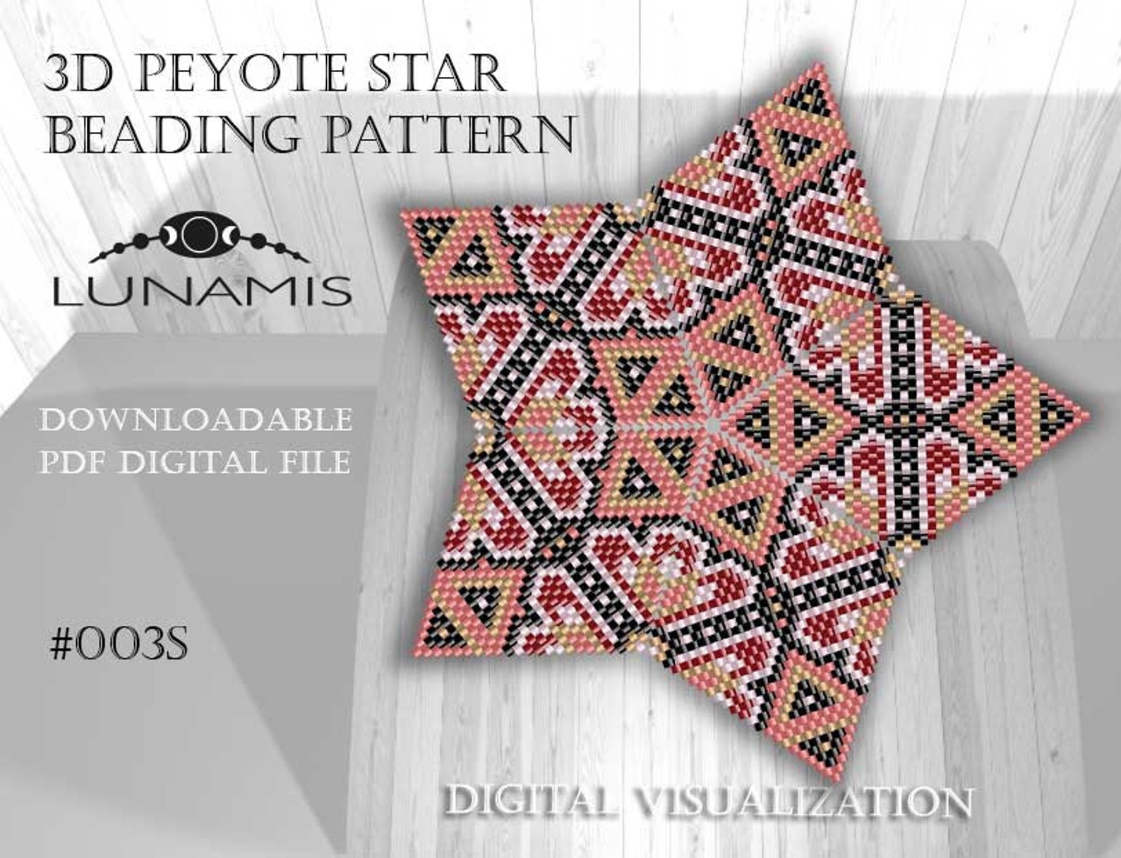 Pattern for 3d Star Peyote, Pdf Patterns, Beading, Peyote Stitch, #003 ...