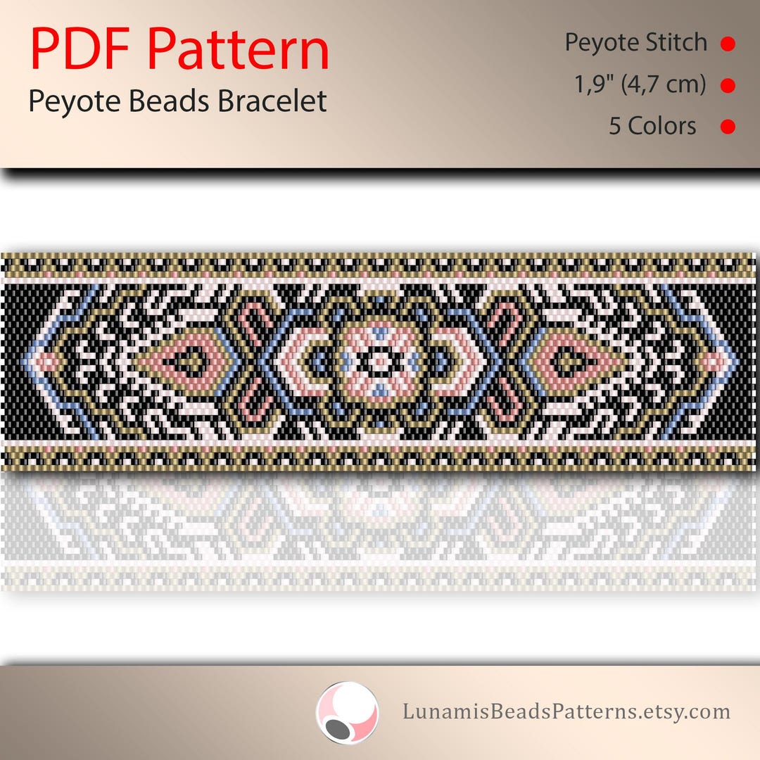 Peyote Pattern for Beaded Bracelet, Odd Count, Beadweaving, Floral ...