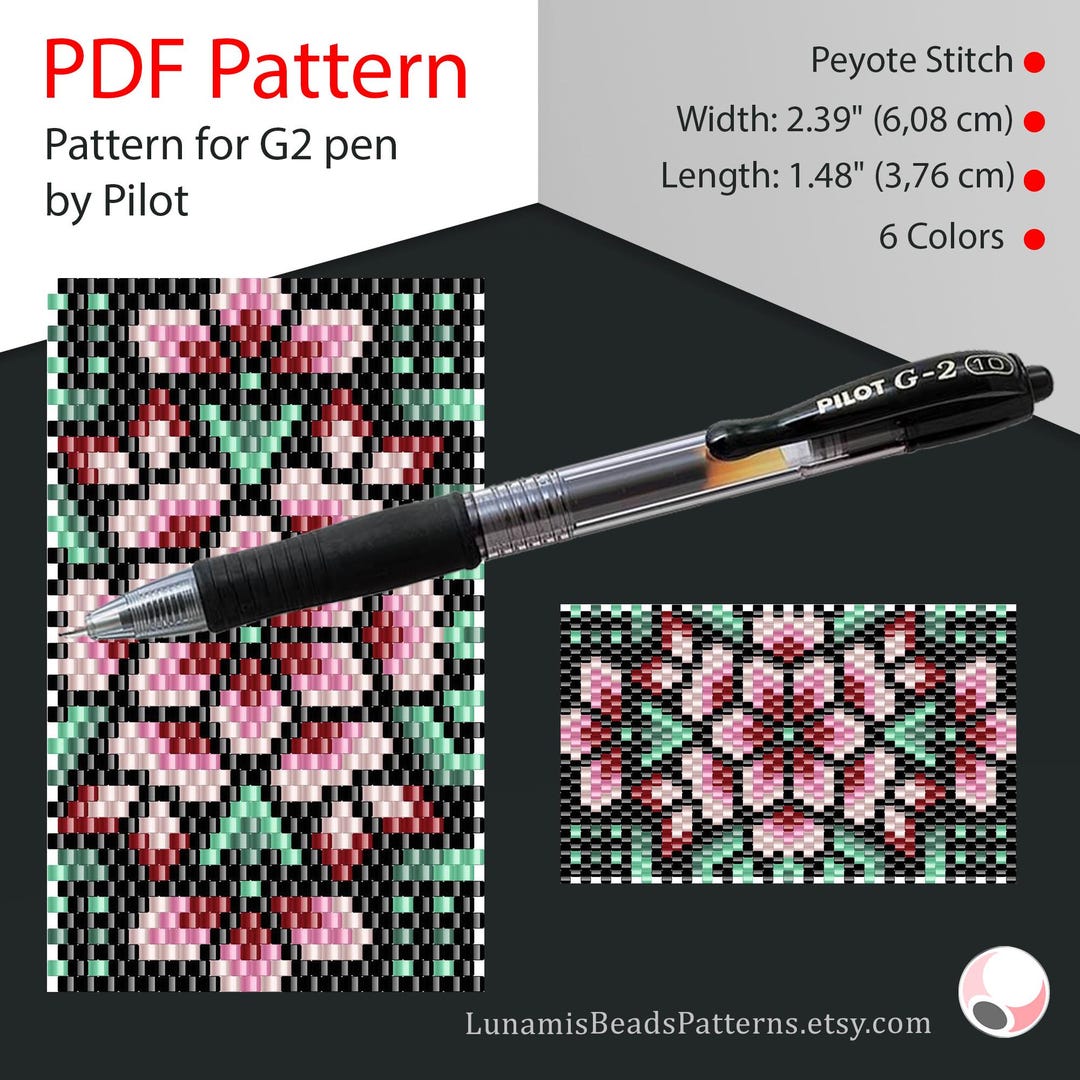 Peyote Pen Cover Patterns, Pattern for G2 Pen by Pilot, Pen Wrap ...