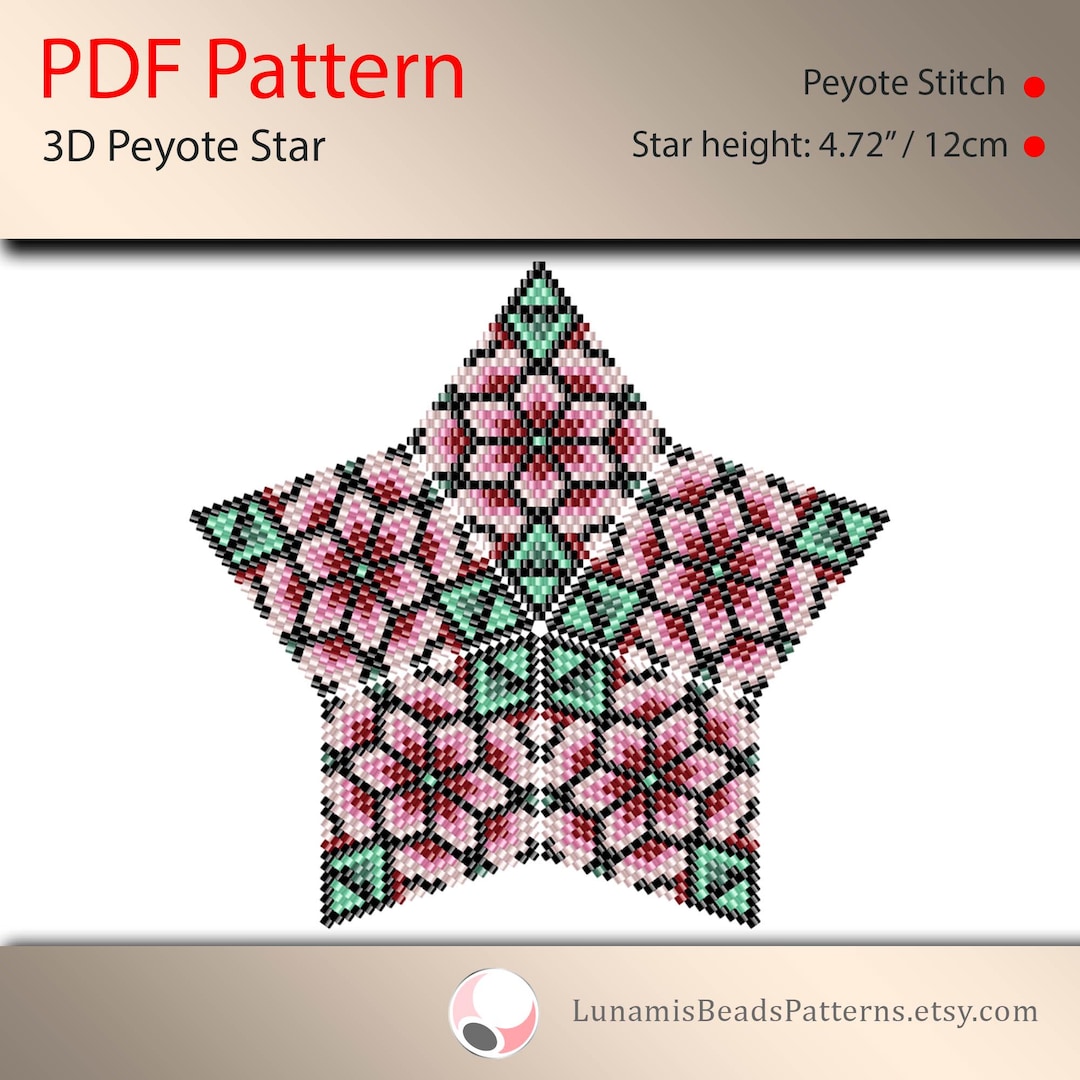 Pattern for 3d Star Peyote, Pdf Patterns, Beading, Peyote Stitch, #008 ...
