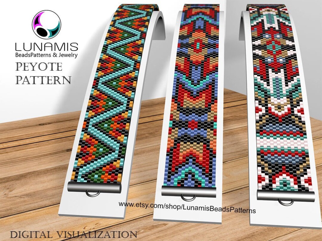 3 X Peyote Bracelet Pattern, Peyote Narrow Pattern Pack, Odd Count ...