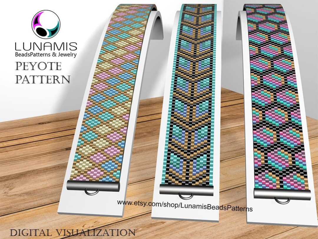 3 X Peyote Bracelet Pattern, Peyote Pattern, Odd Count, Stitch Pattern ...