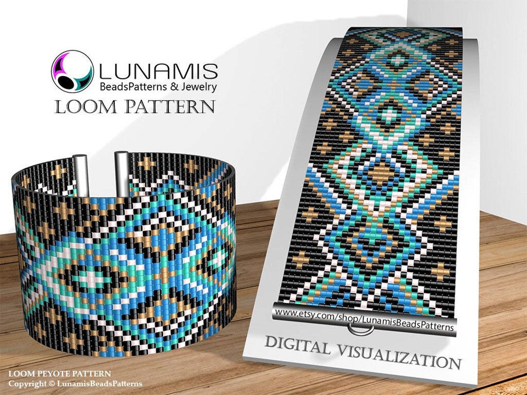 Bead Loom Bracelet Pattern: Square Stitch Cuff (PDF File) - Etsy