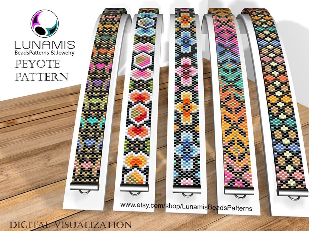 5 X Pattern Peyote for Narrow Bracelet, Odd Count, Beads Stitch Pattern ...