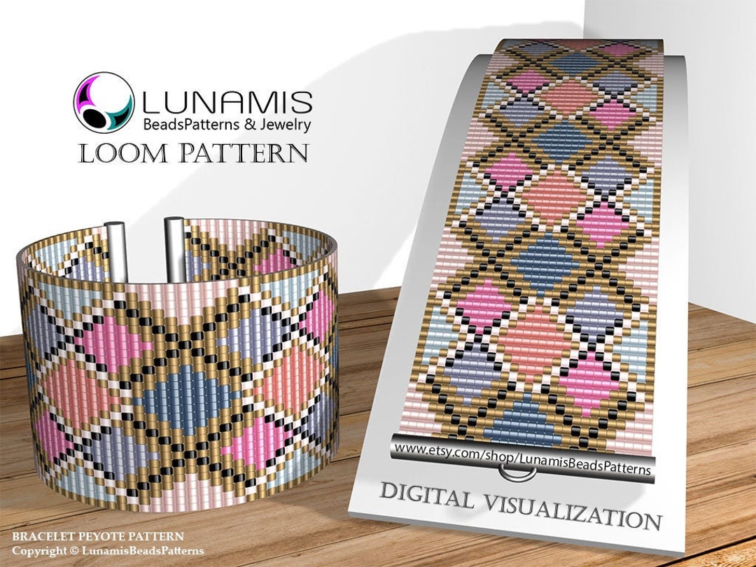 Loom Bracelet Pattern, Square Stitch Pattern, Pdf File, #107L - Etsy