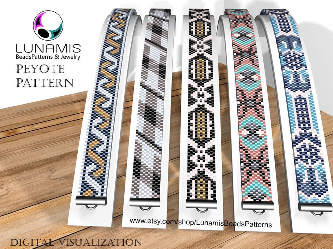 5 X Pattern Peyote for Narrow Bracelet, Odd Count, Beads Stitch Pattern ...