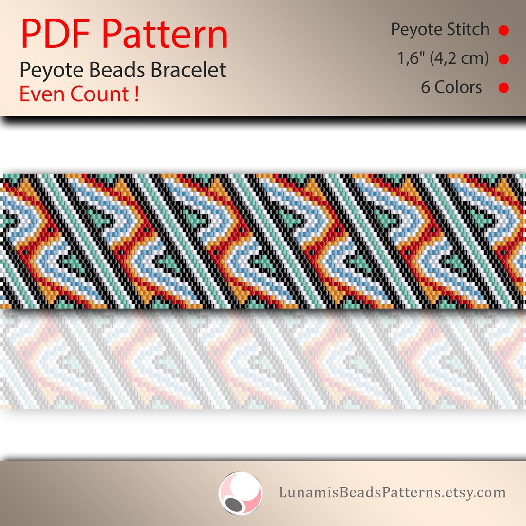 Peyote Bracelet Pattern, Even Count, Peyote Pattern, Stitch Pattern ...