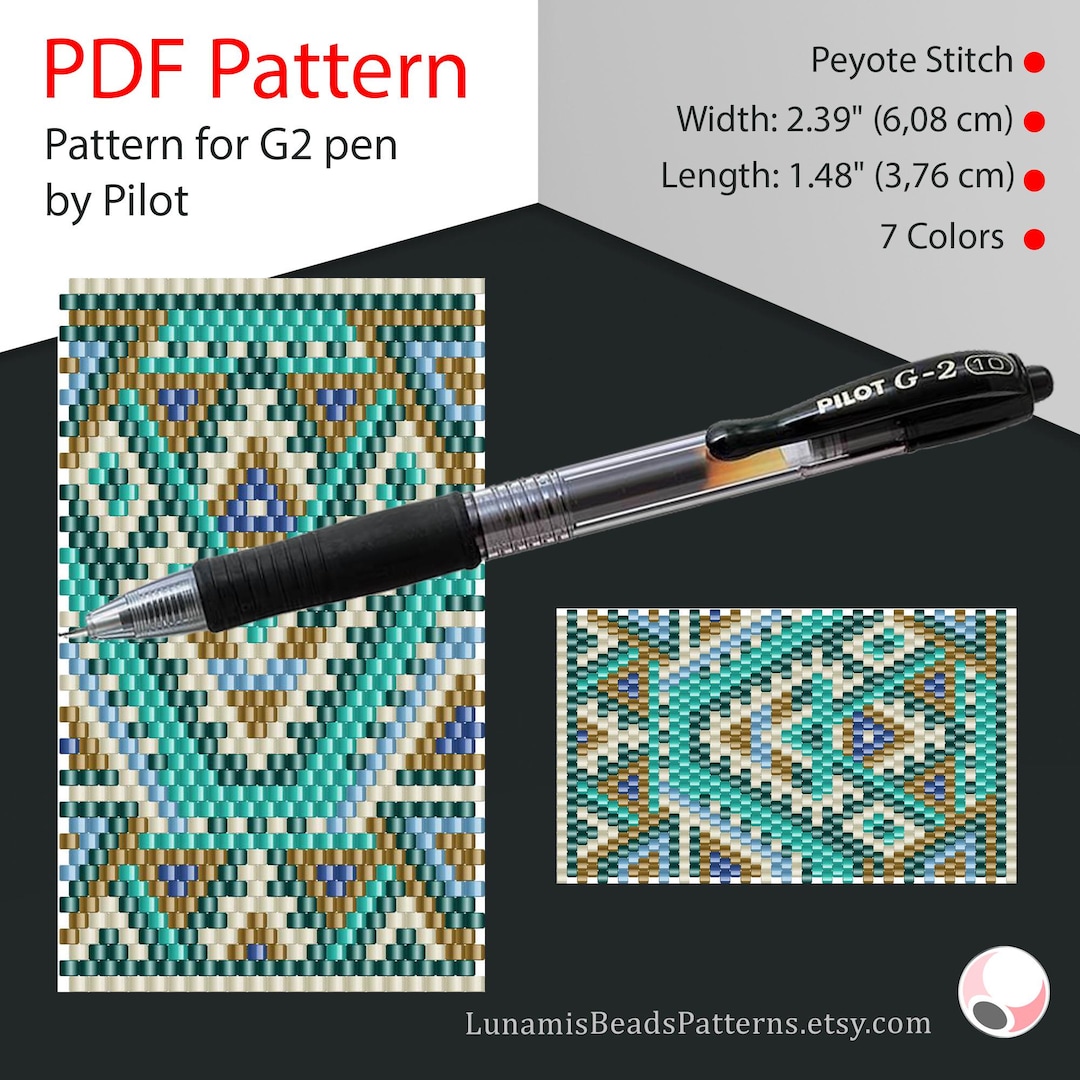 Peyote Pen Cover Patterns, Pattern for G2 Pen by Pilot, Pen Wrap ...