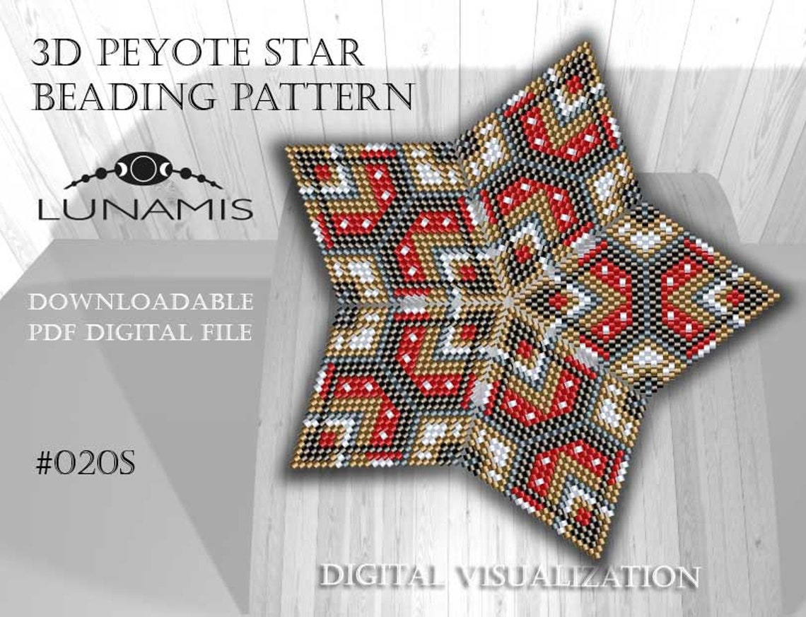 Pattern for 3d star peyote pdf patterns beading peyote - Etsy Polska