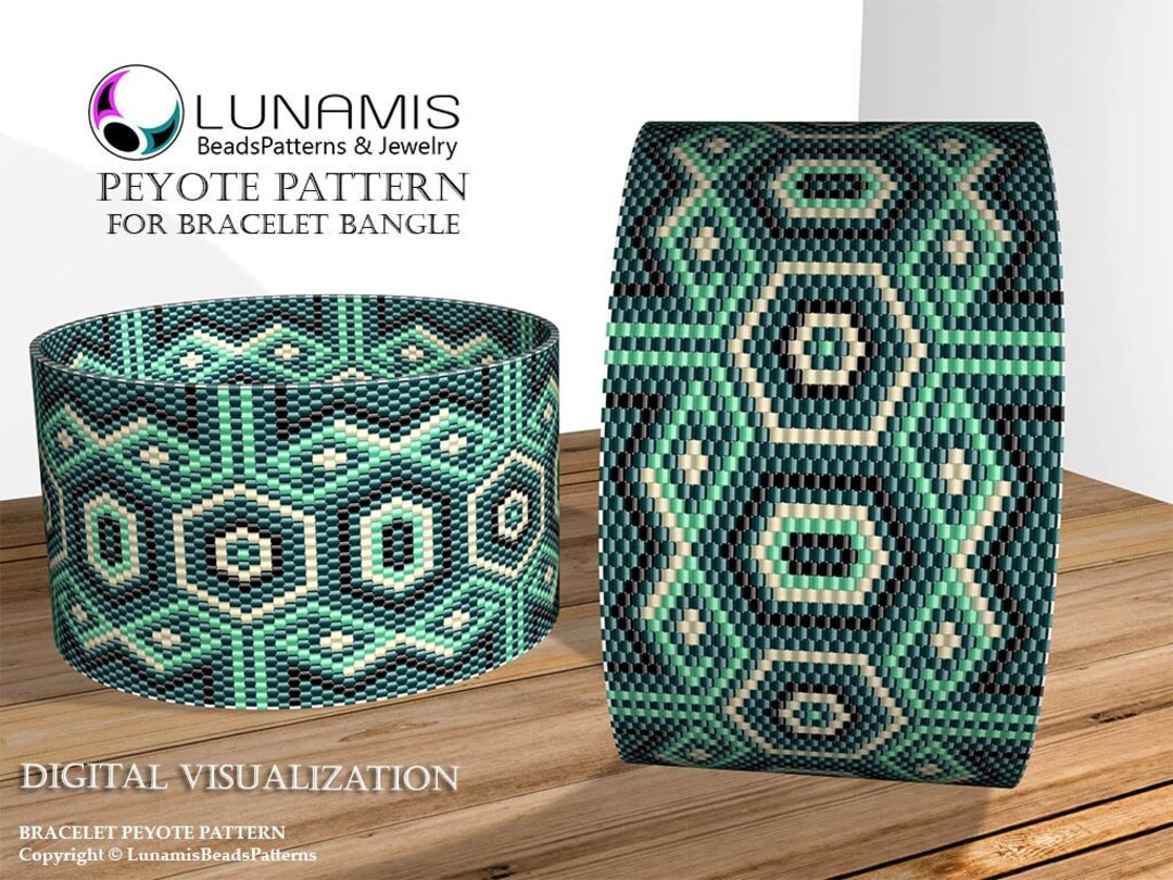 Bangle Bracelet Peyote Pattern, Tubular Peyote, Peyote Pattern, Stitch ...