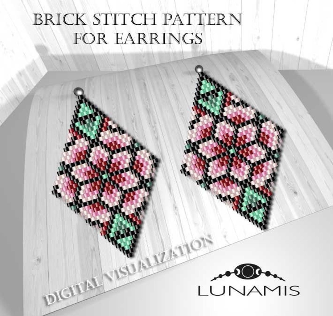 Brick Stitch Patterns for Beads Earrings, Digital File Pdf, 023_ea - Etsy