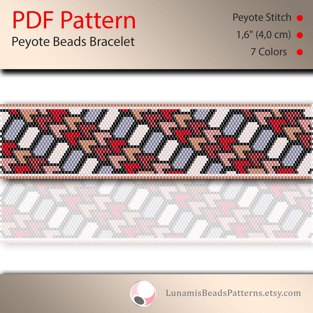 Peyote Pattern for Beaded Bracelet, Odd Count, Beadweaving, Hearts ...