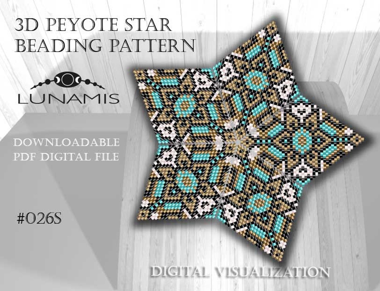 Pattern for 3d Star Peyote, Pdf Patterns, Beading, Peyote Stitch, #026 ...