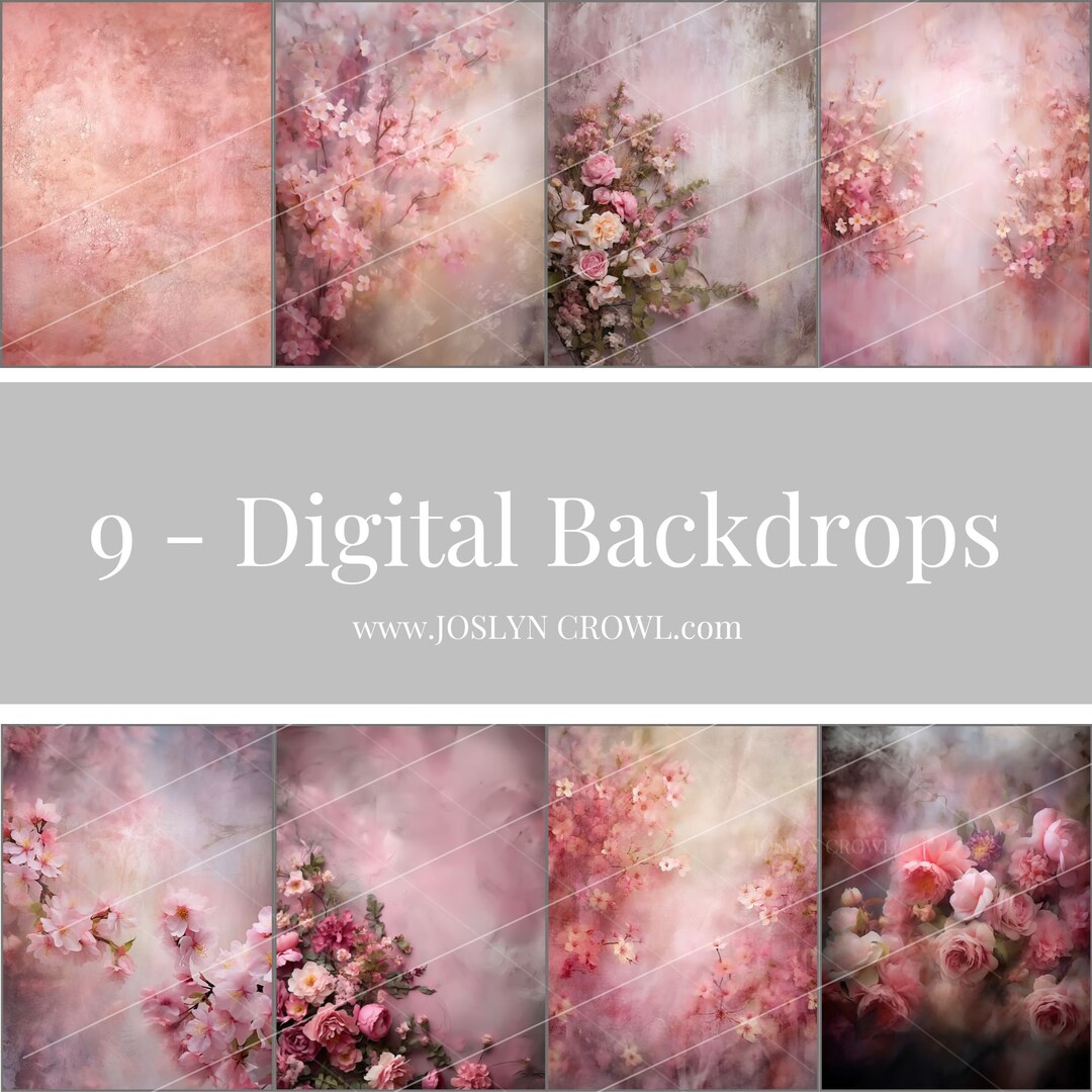 Pink Floral Fine Art Maternity Digital Backdrops, Textured Overlays ...