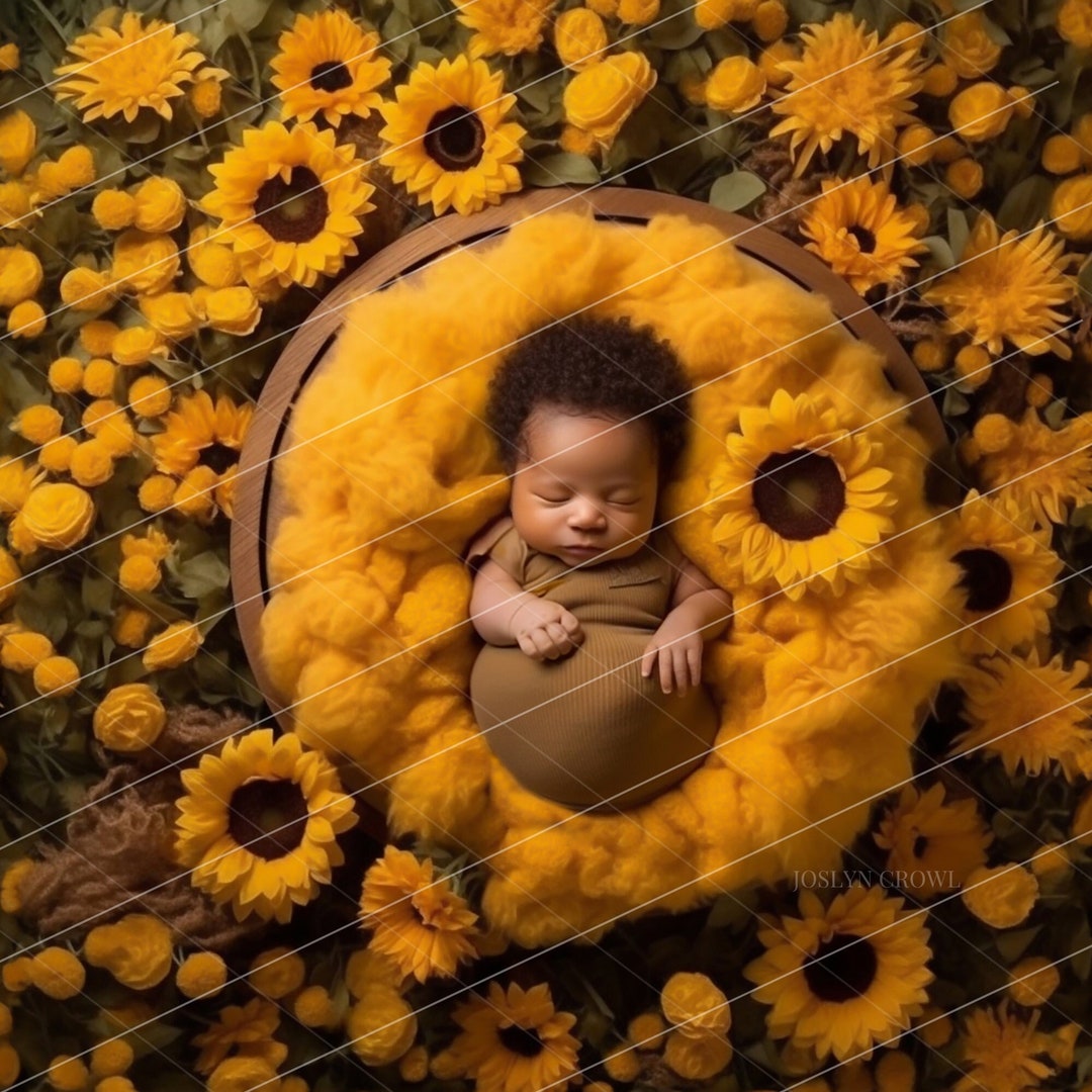 Newborn Photography Backdrop, Baby Backdrop, Sunflower Digital Backdrop ...