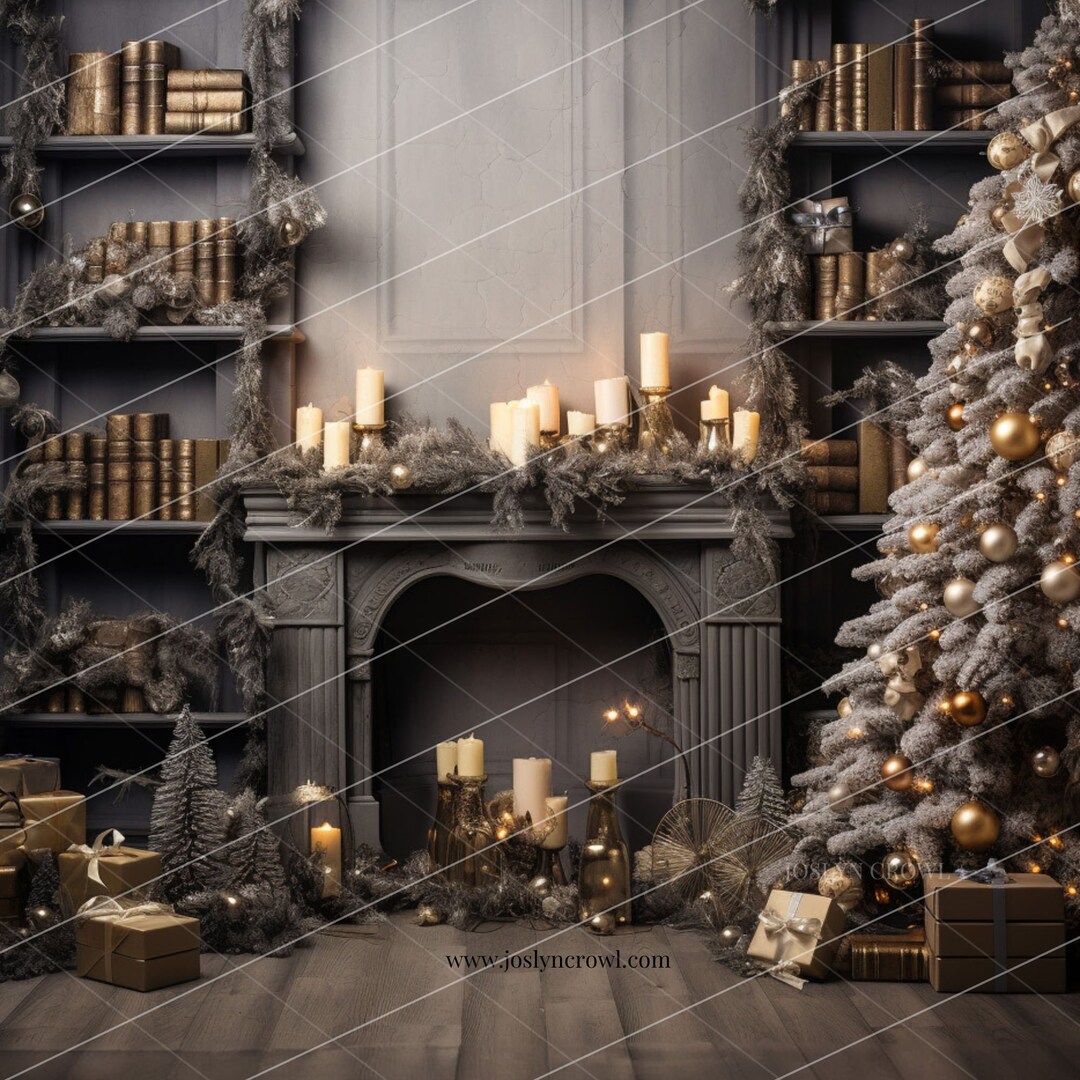 Christmas Backdrop, Winter Wonderland Horizontal Christmas Scene ...