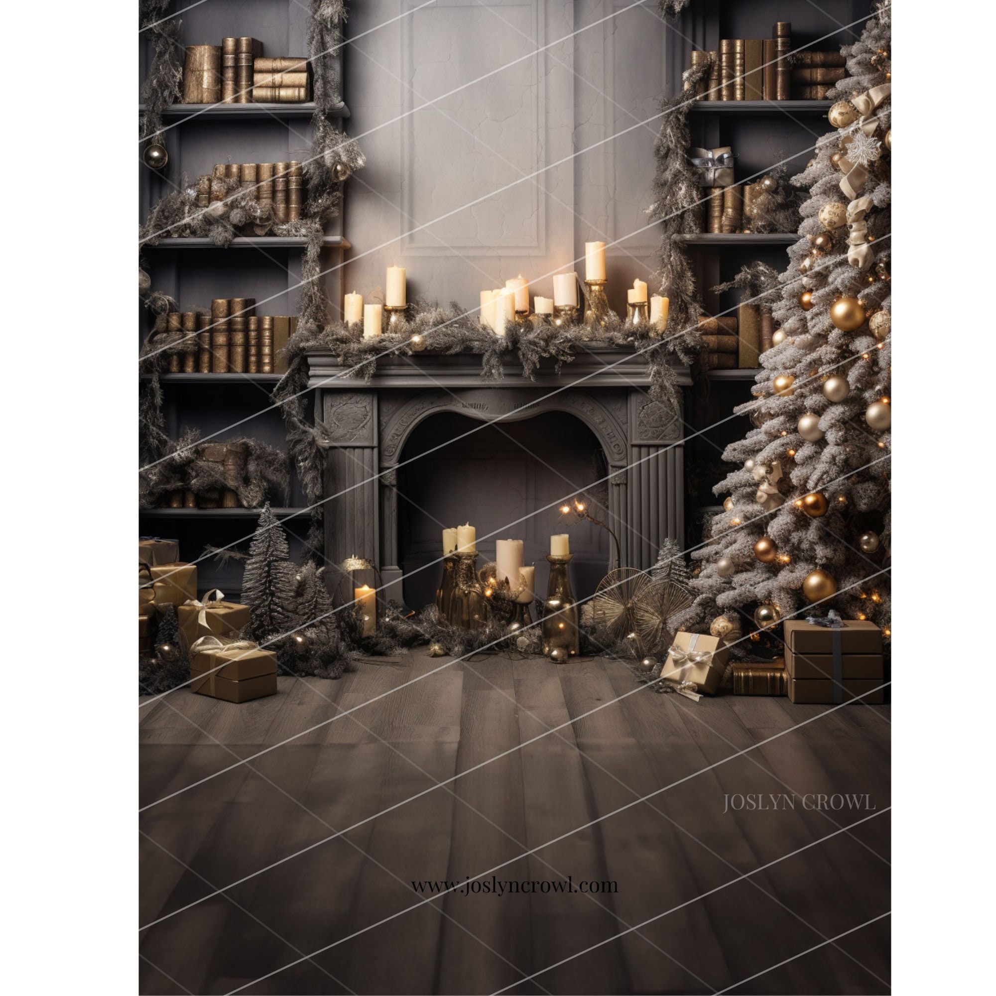 Christmas Backdrop, Winter Wonderland Horizontal Christmas Scene ...