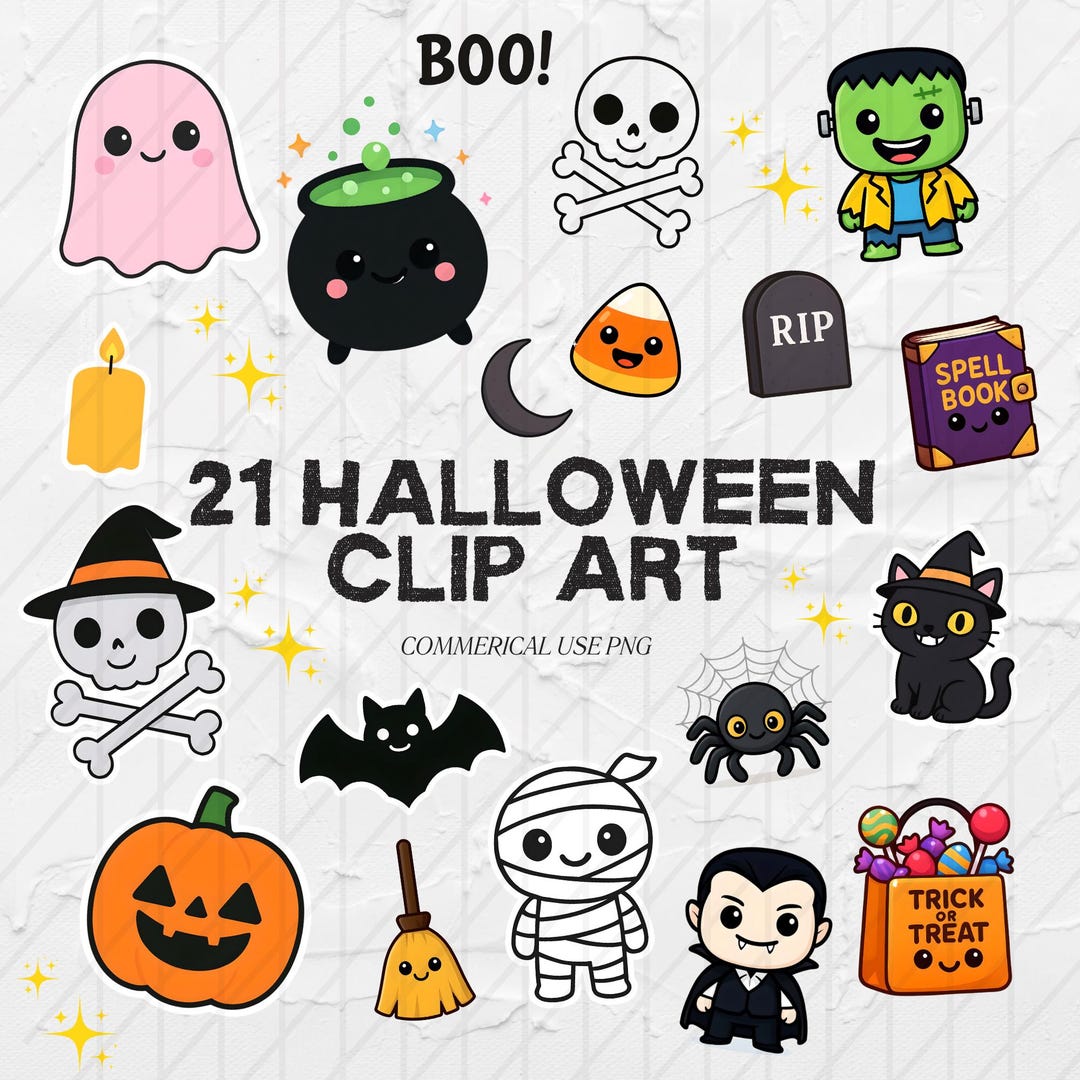 21 Halloween Clip Art PNG | Cute Halloween Graphics for Stickers ...