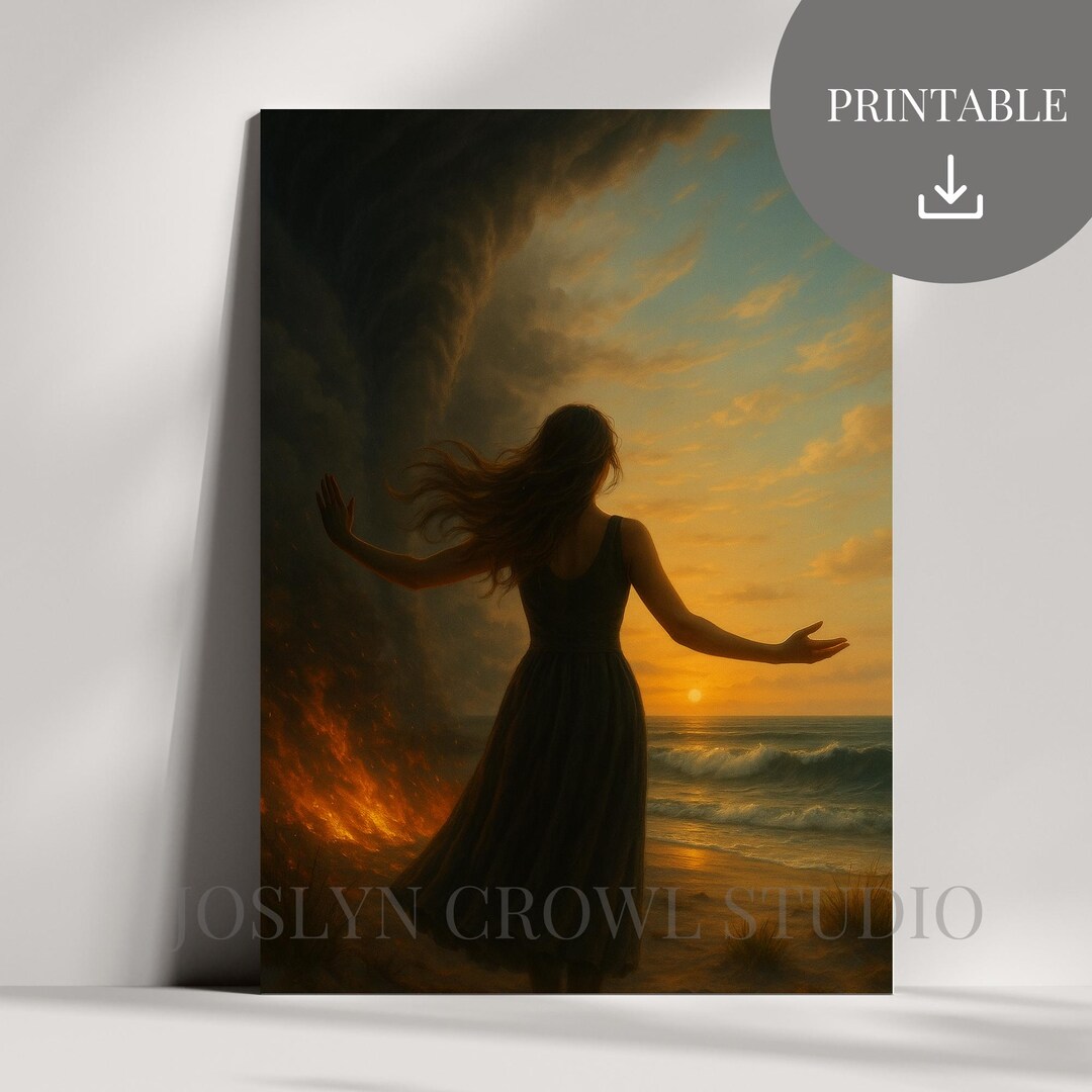 Surrealist Woman in Storm Digital Art Print (PNG Download - Etsy