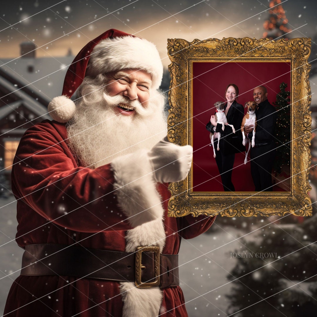 Santa Holding Gold Frame - Christmas Photo Overlay (digital Download ...