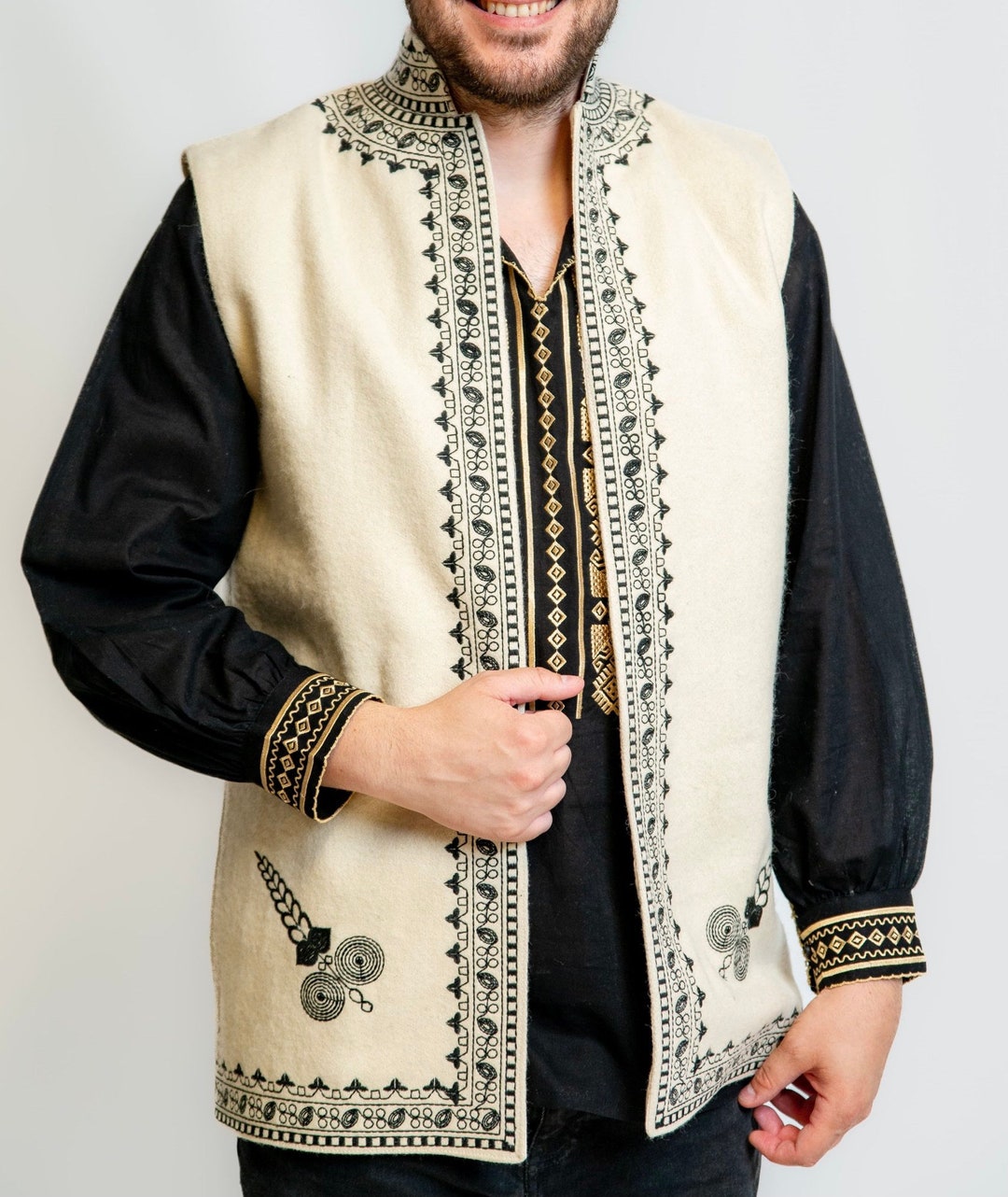 Traditional Men Waistcoat , Men Folk Vest , Embroidery Men Vest , Men ...