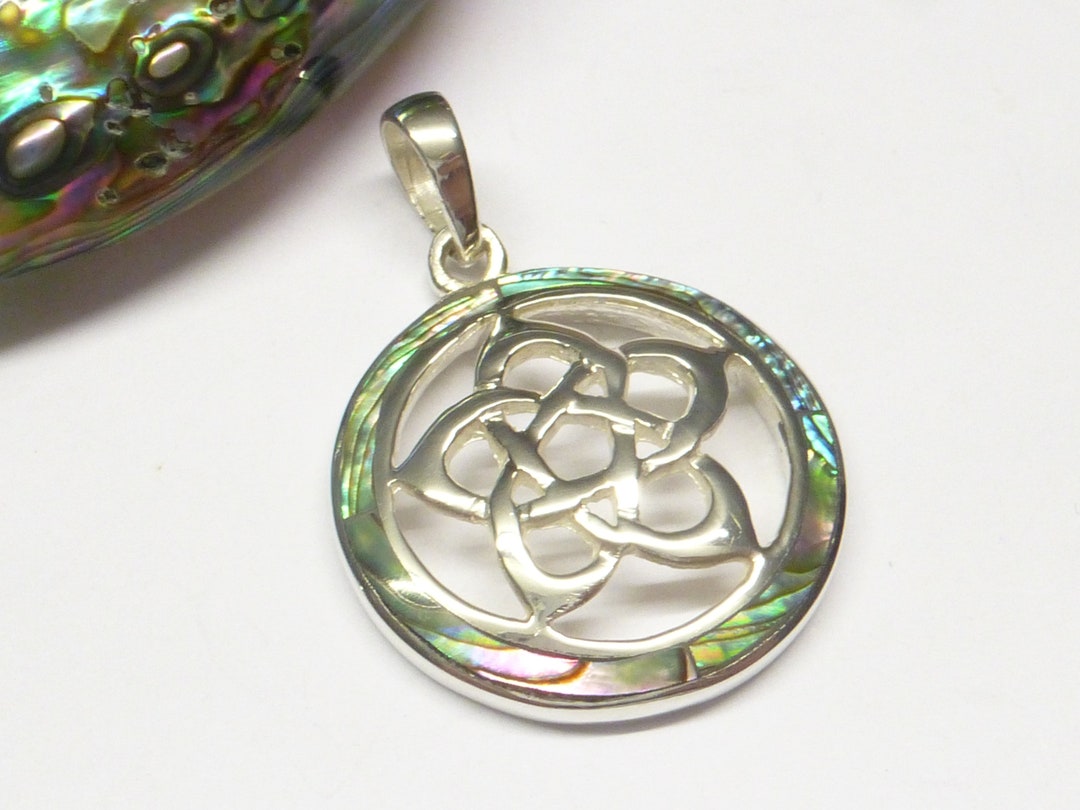 Silver Shell Pendant, Celtic Symbol, With Abalone Shell, Made of ...