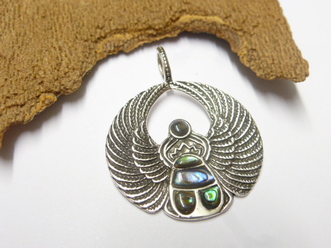 Silver Pendant, Scarab Motif, Made of Sterling Silver, With Abalone ...
