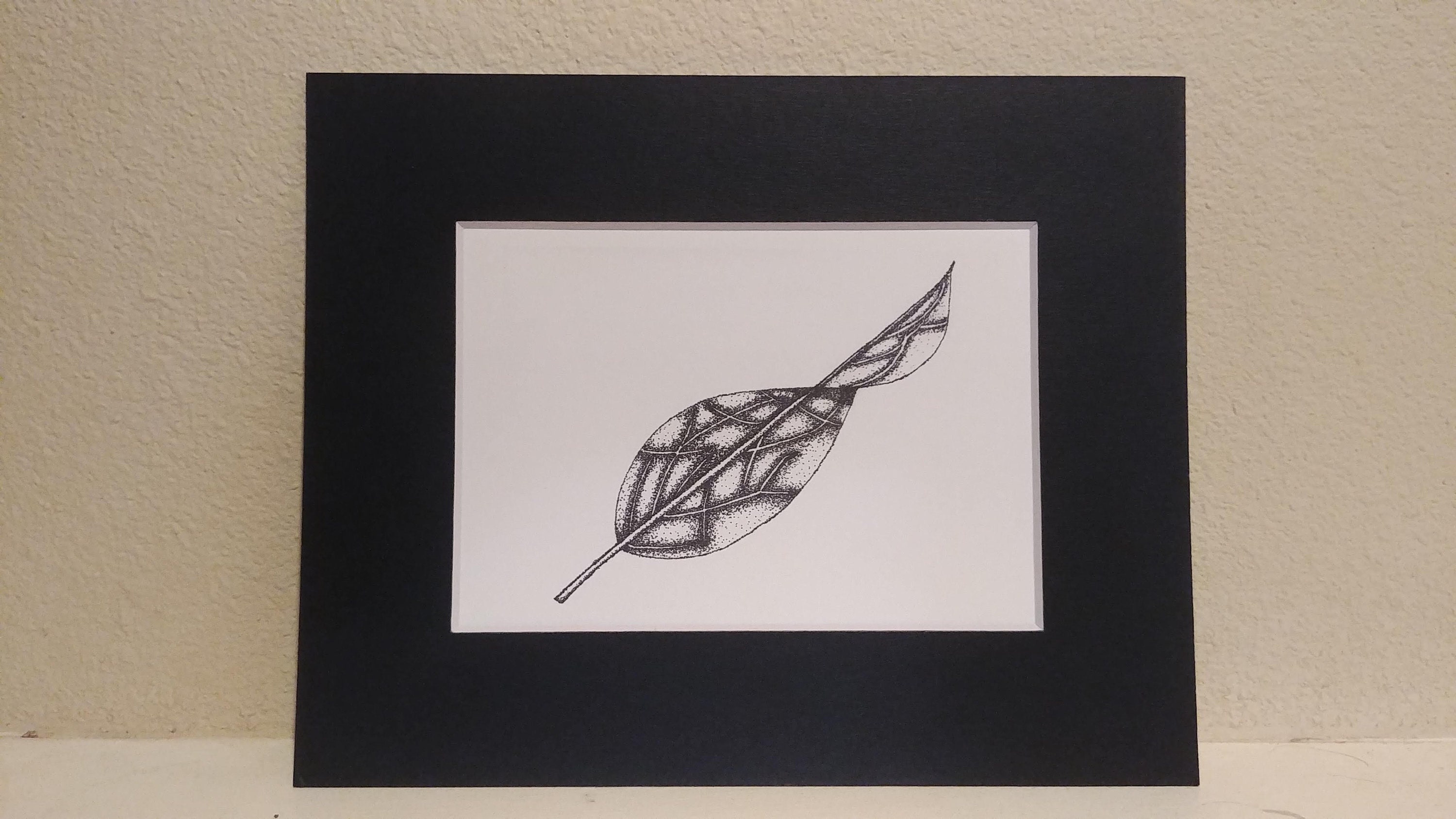 Leaf ink drawing print | Etsy