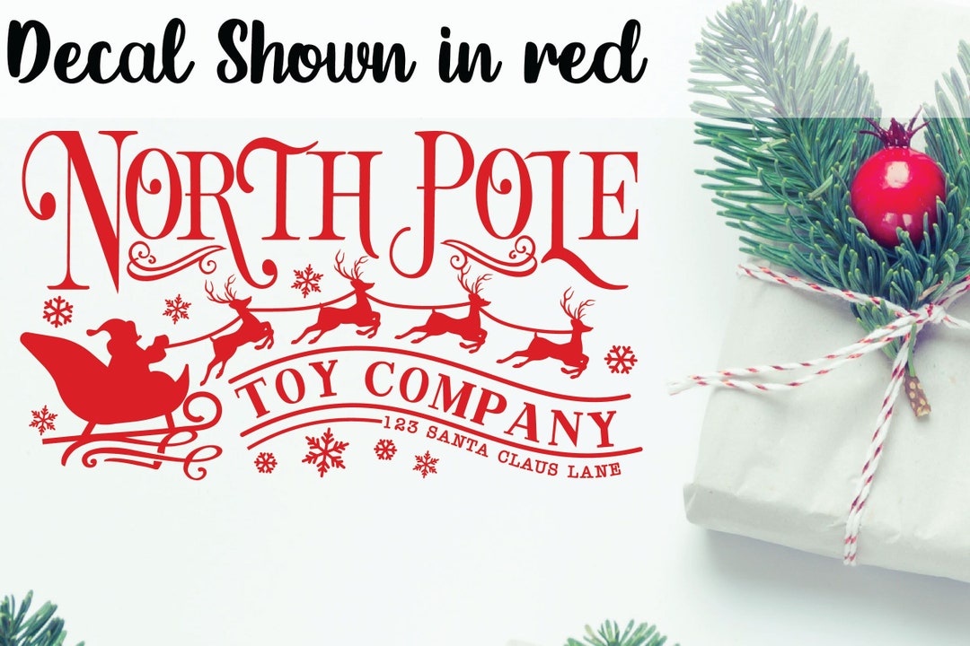 North Pole Toy Company Christmas Box Decal. Vintage Christmas Decal for ...