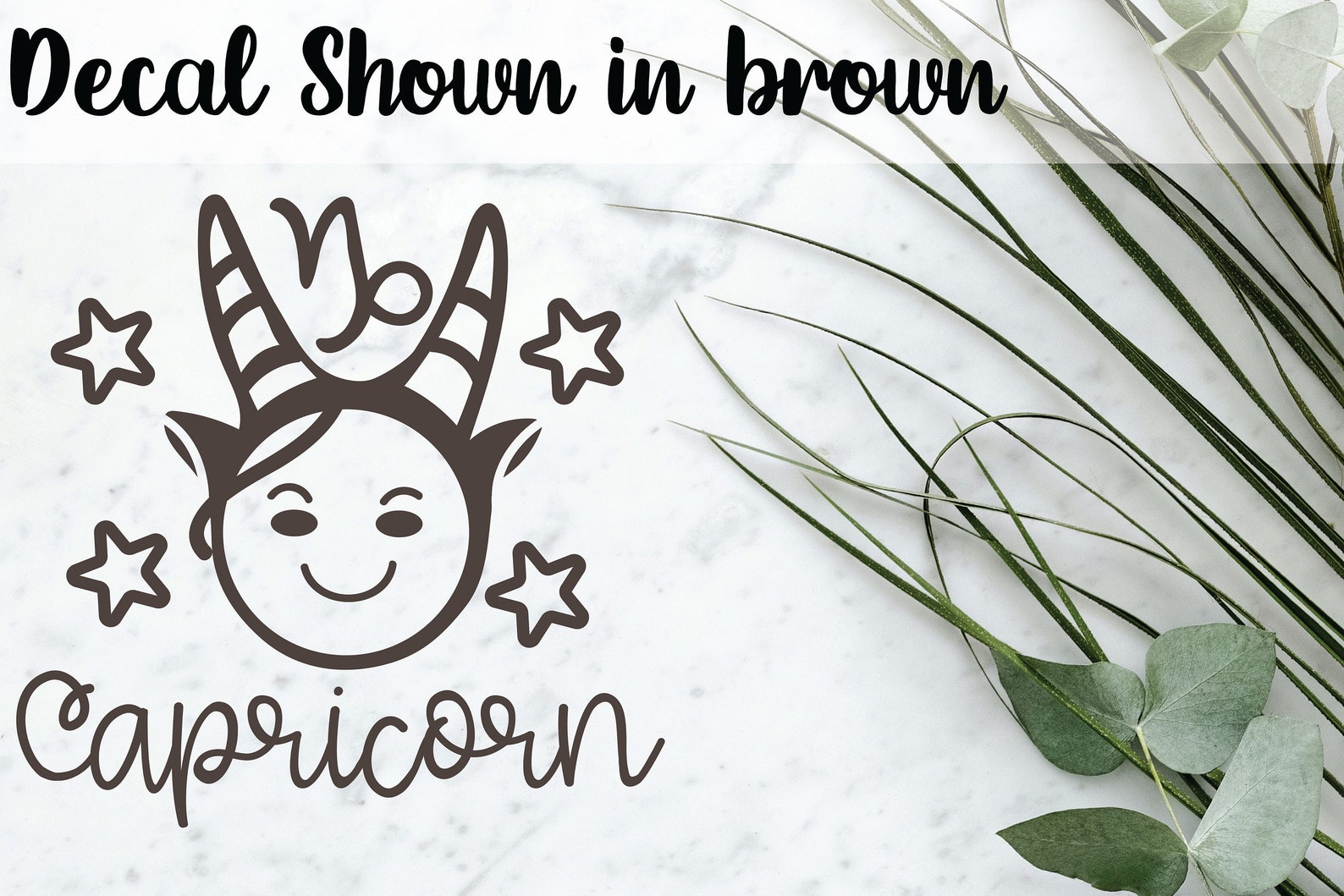 Capricorn Zodiac Sign Vinyl Decal With Transparent Background. - Etsy