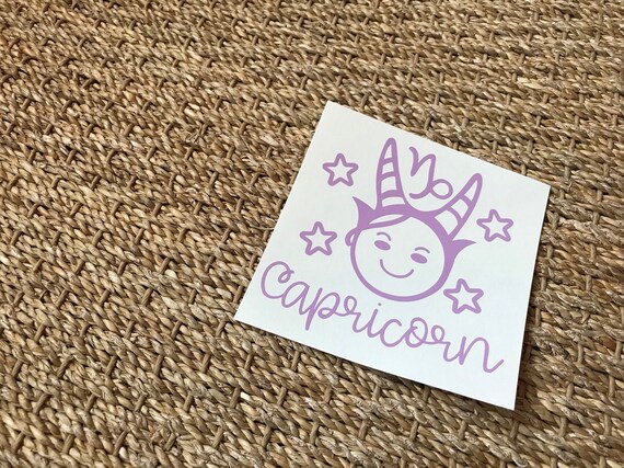 Capricorn Zodiac Sign Vinyl Decal with Transparent Background. | Etsy