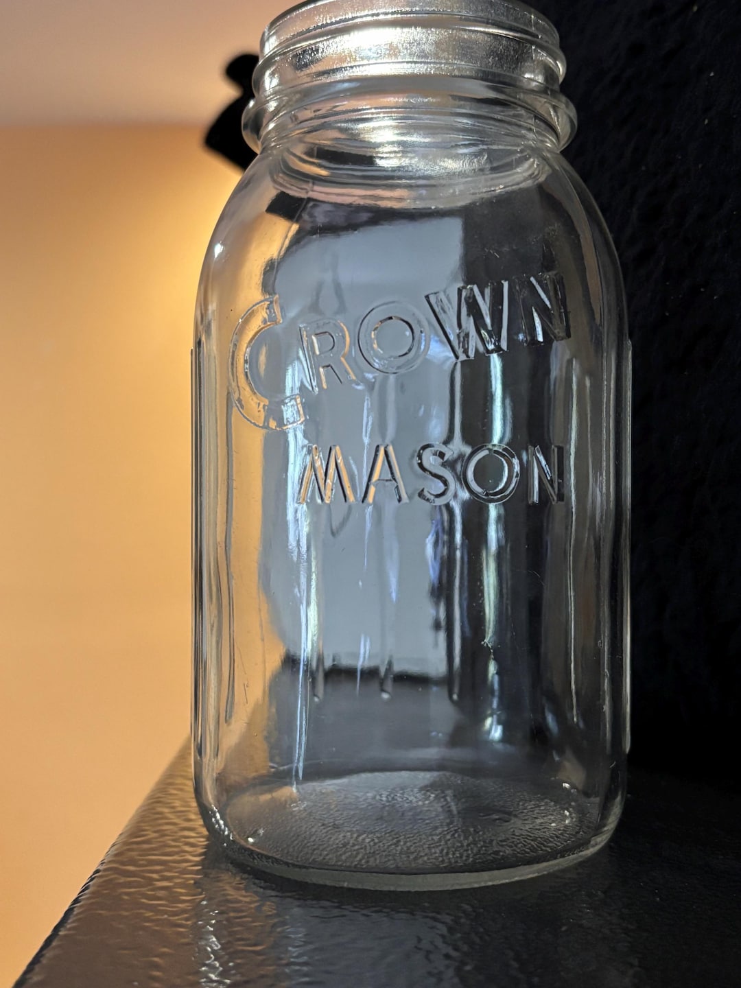 Vintage Crown Mason Jar With Ridges Quart - Etsy