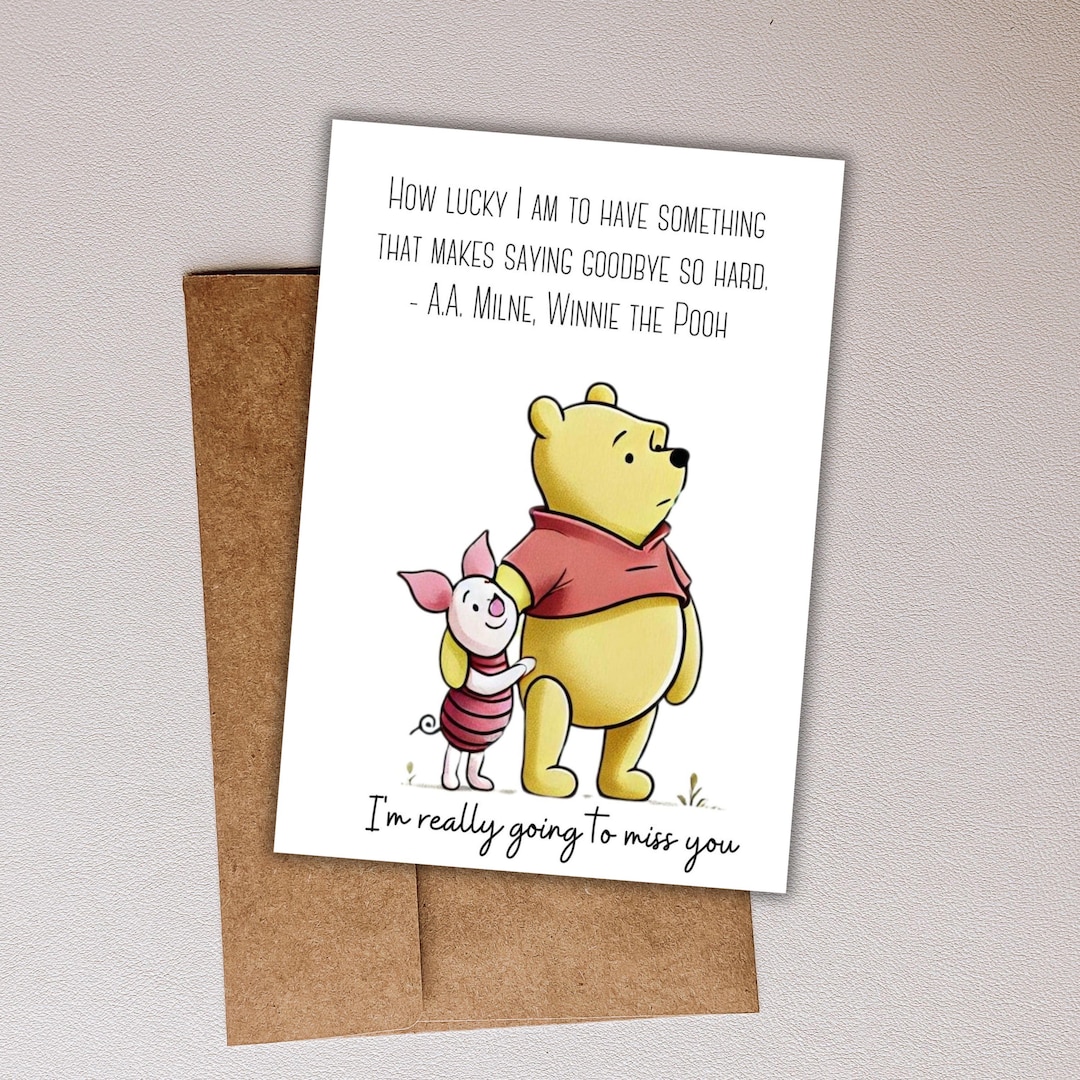 Retirement Card, Miss You, Leaving Card Going Away Friend Card, Winnie ...