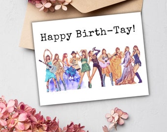 Printable Birthday Card, Girly Birthday Card, Swiftie Birthday Card ...