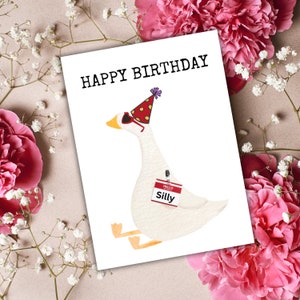 Funny Birthday Card, Printable Goose Card Silly - Etsy