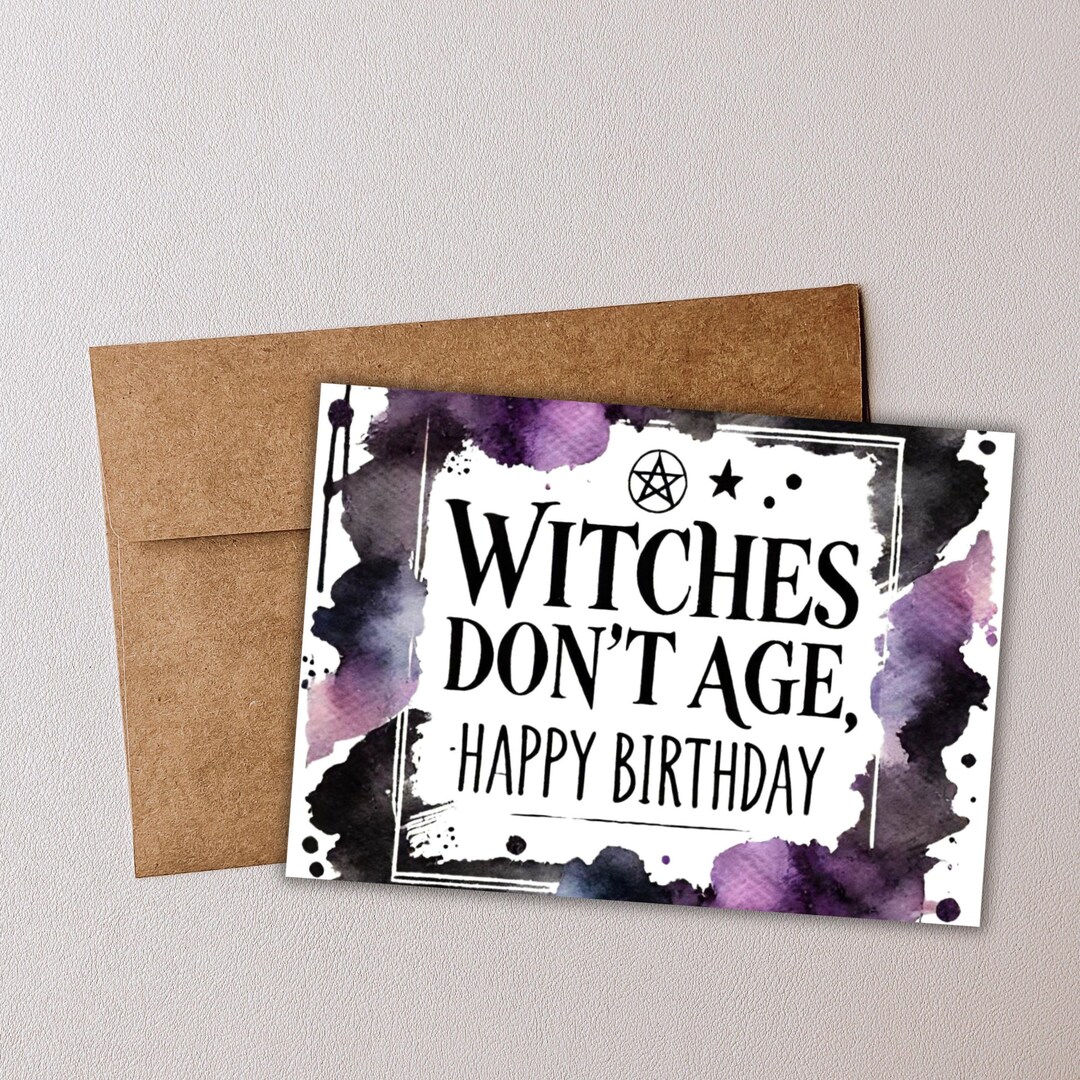 Witchy Birthday Card, Witches Don't Age, Funny Halloween Birthday Card ...
