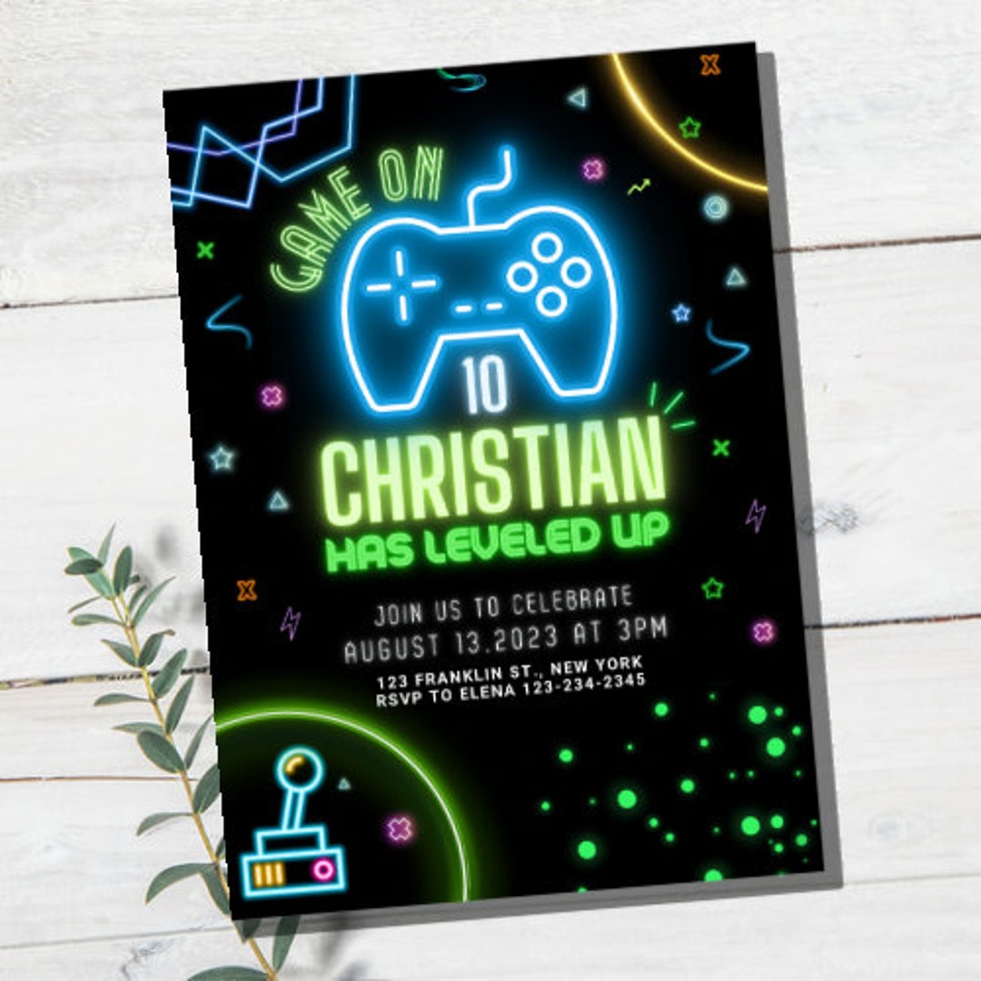 Video Game Invitation, Gamer Invitation, Video Game Birthday Invite ...