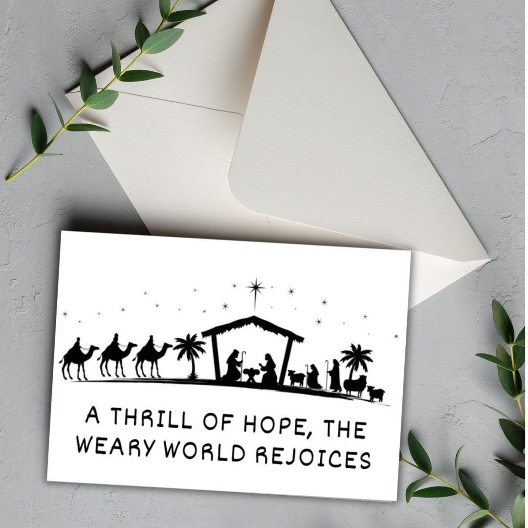 A Thrill of Hope the Weary World Rejoices, Bible Verse, Christmas Card ...