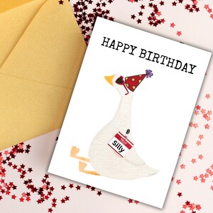 Funny Birthday Card, Printable Goose Card Silly - Etsy